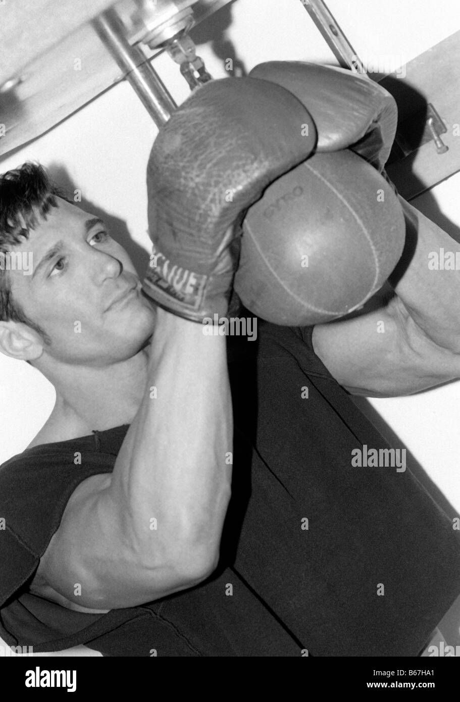 Young man practicing boxing, close up Stock Photo - Alamy