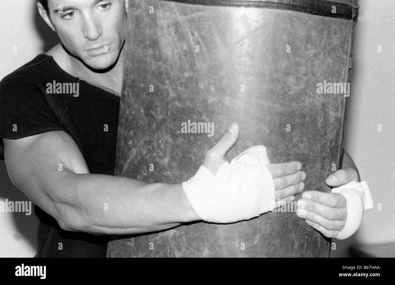 Boxing gloves punch man Black and White Stock Photos & Images - Alamy