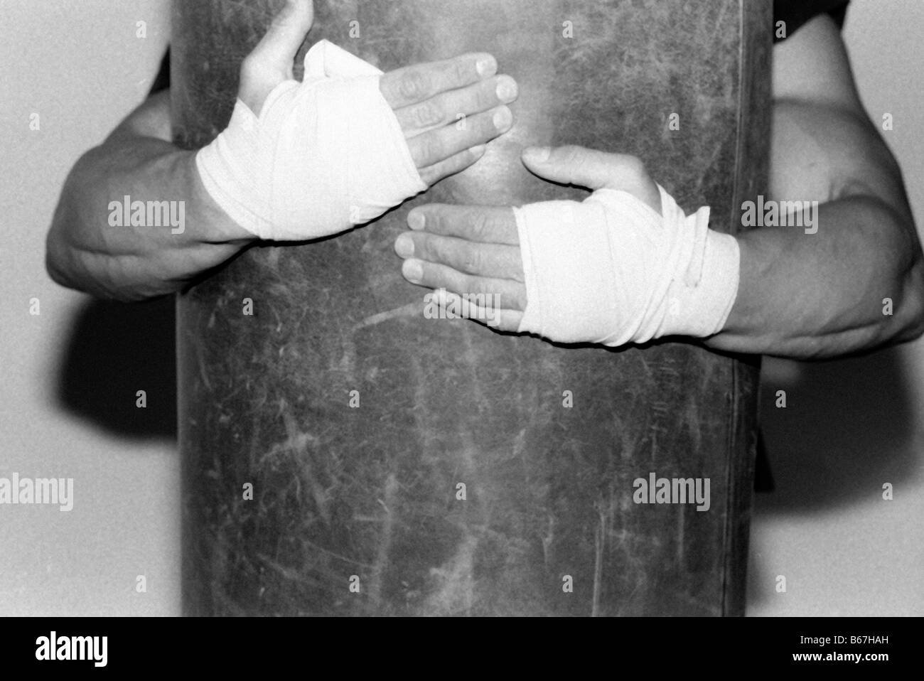 Young man practicing boxing, close up Stock Photo - Alamy