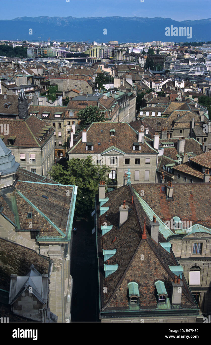 View over rooftops of old Geneva, Switzerland Stock Photo - Alamy