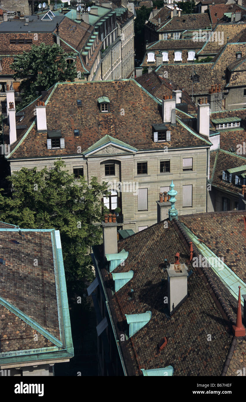 View over rooftops of old Geneva, Switzerland Stock Photo - Alamy