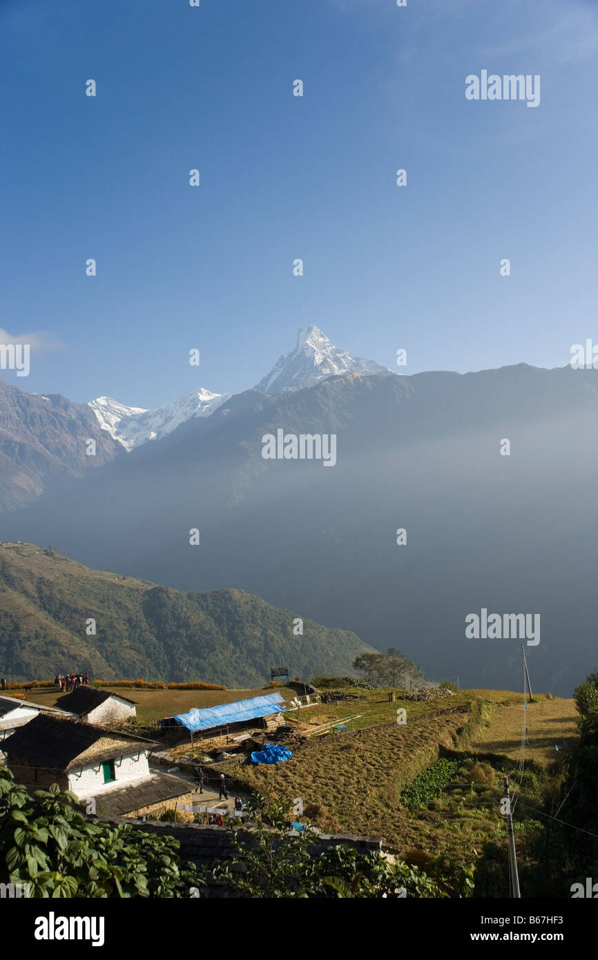 Fishtail Mountain from above Ghandruk village in the Annapurna range ...