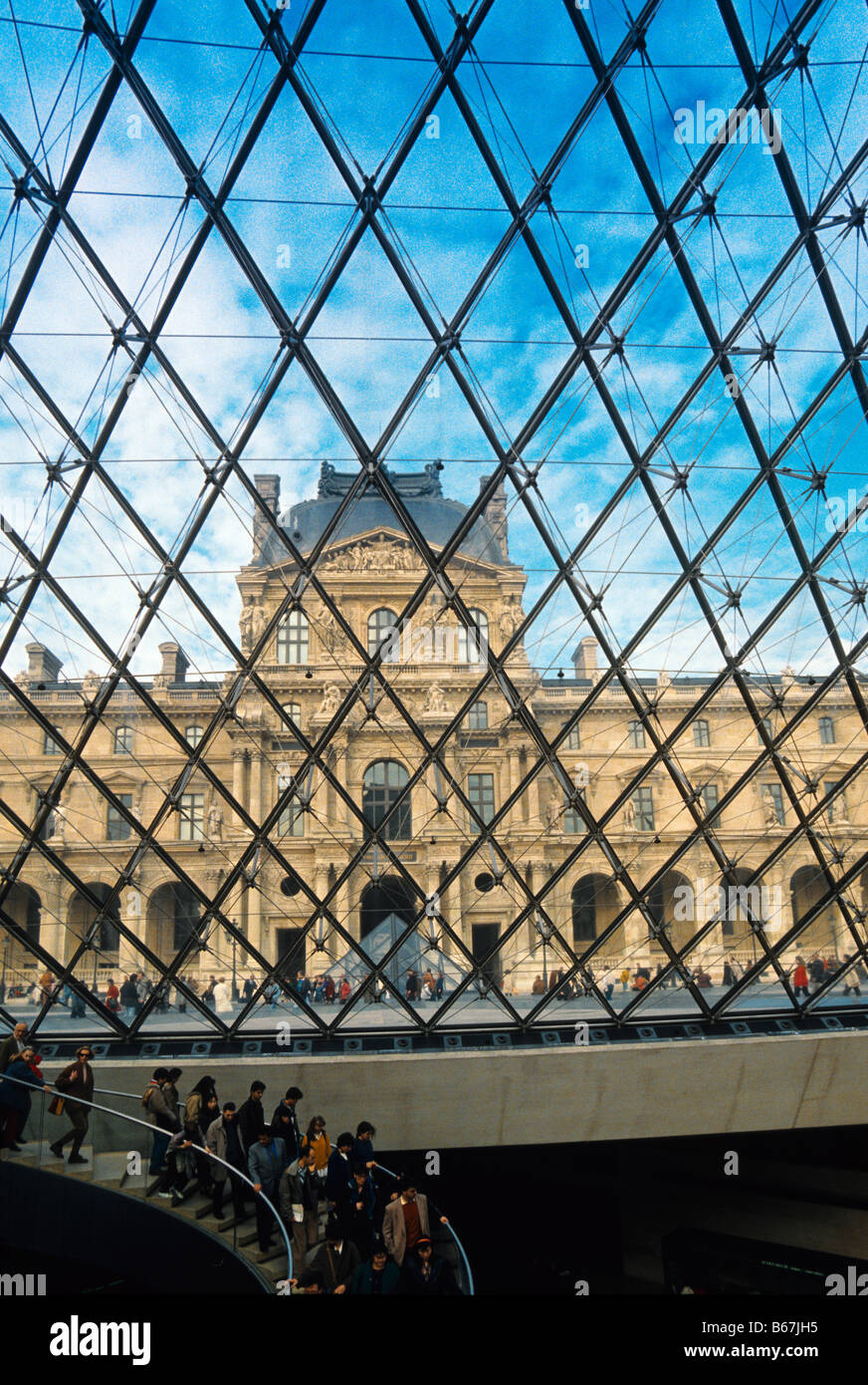 UNDER LOUVRE PYRAMID PARIS FRANCE Stock Photo - Alamy