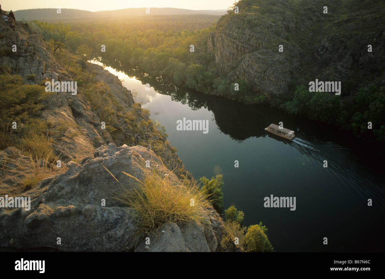 Boat tour during dry season into the gorges of Katherine River in ...