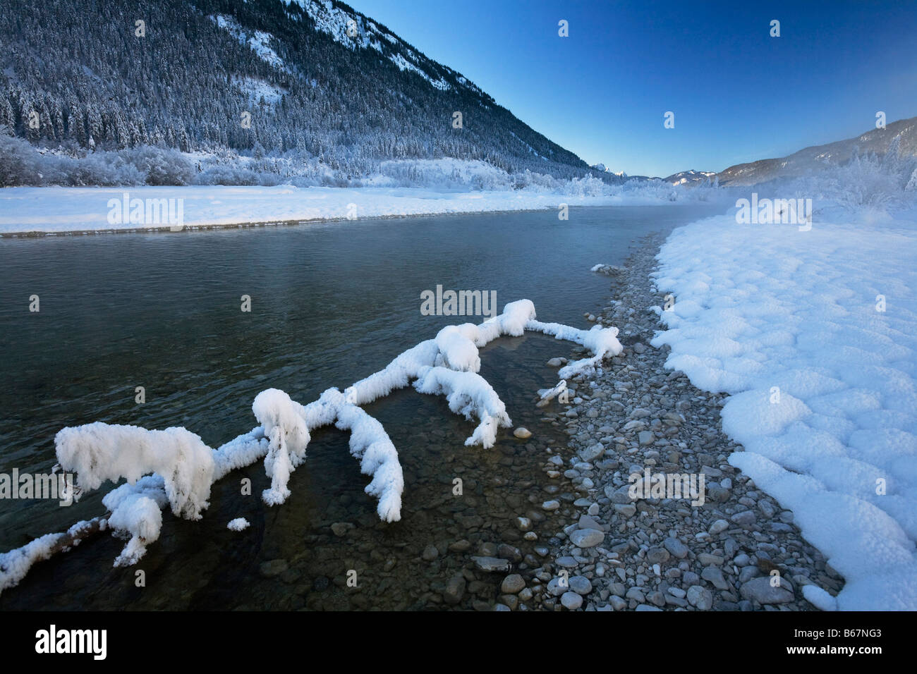 winterscenery at Isar river, Upper Bavaria, Germany Stock Photo - Alamy