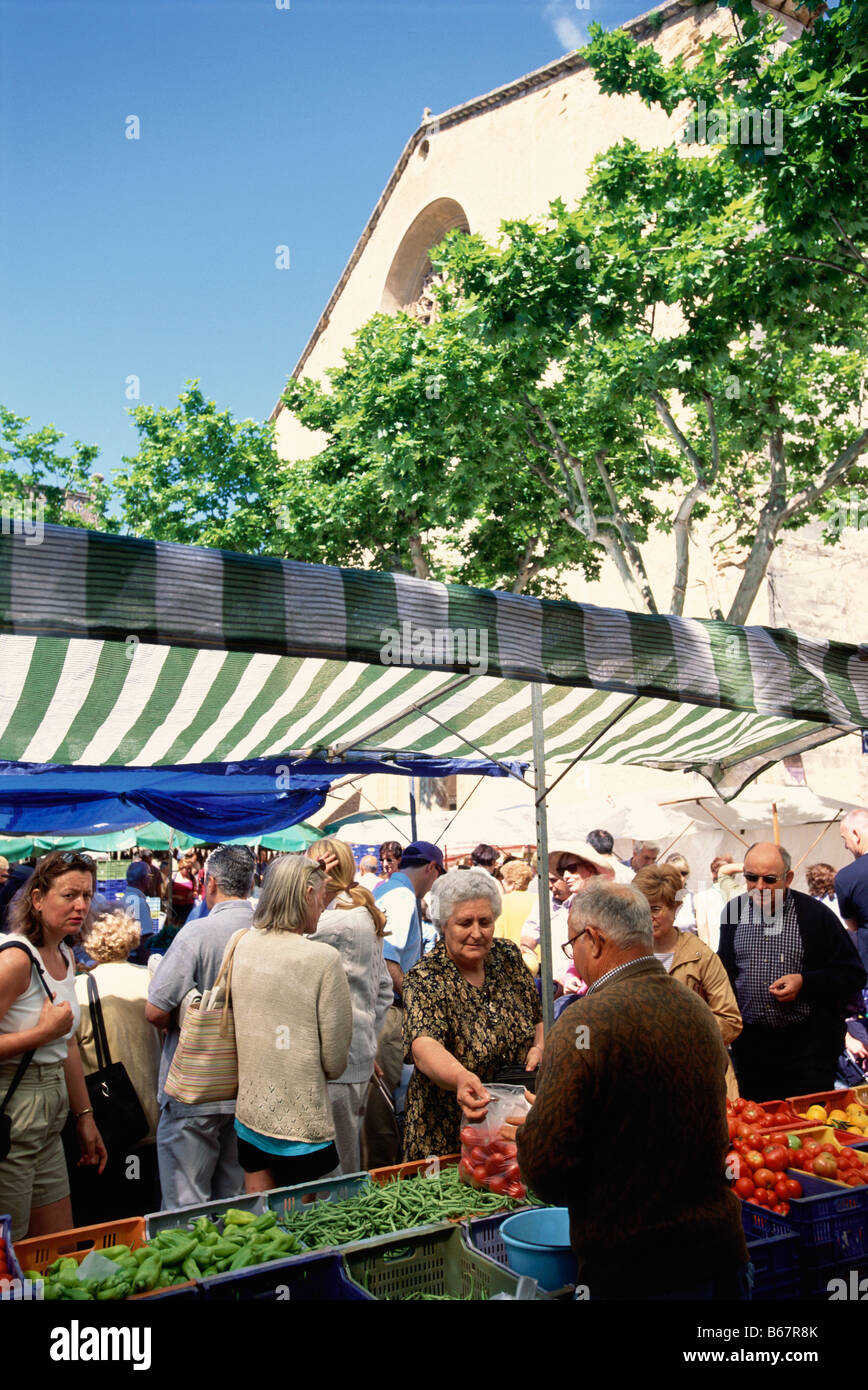 Tourists and locals at a Sunday Market, Pollenca, Mallorca, Balearic ...