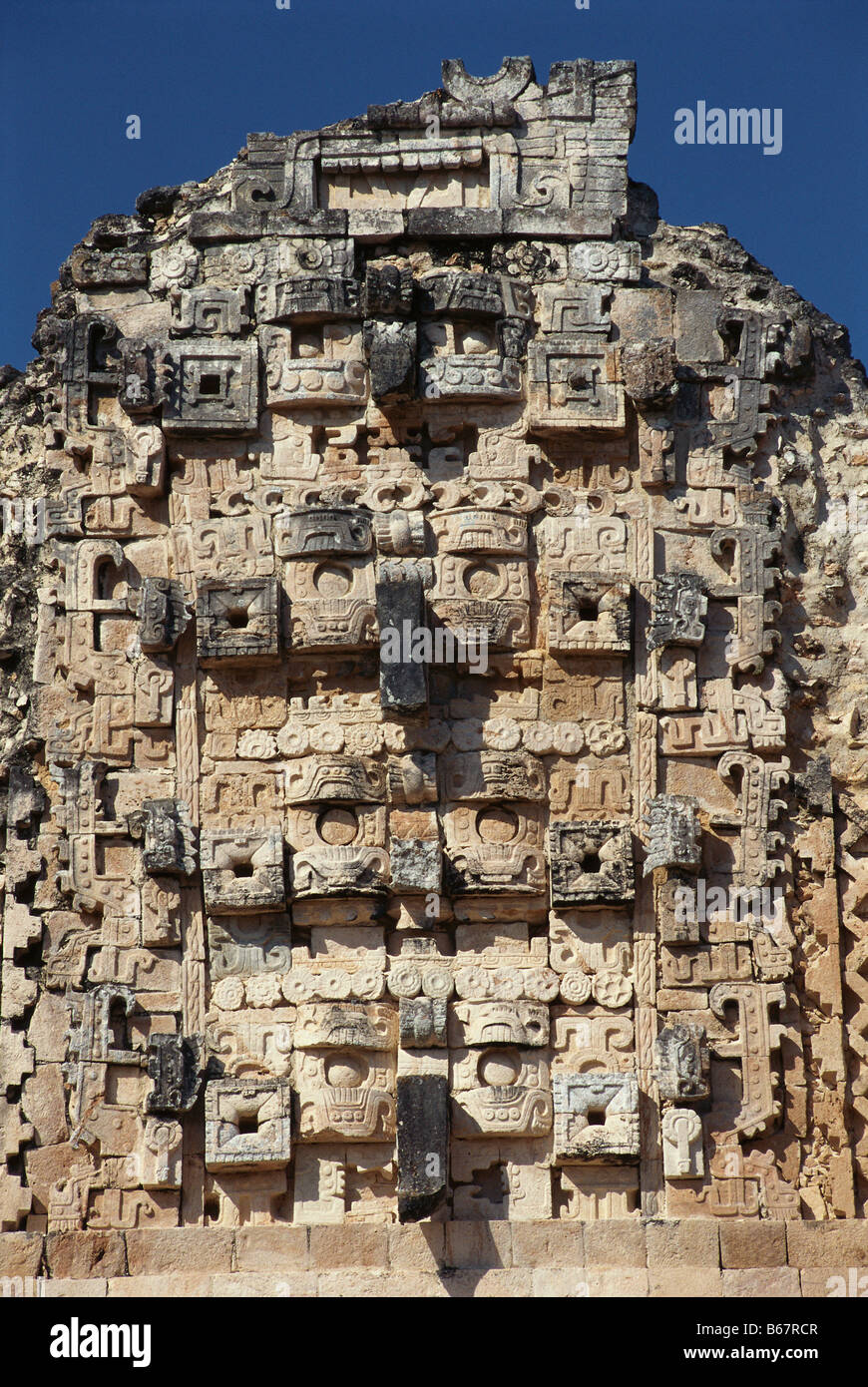 Mask of rain god Chaac, Nonnengeviert, Uxmal, Yucatan, Mexiko Stock ...