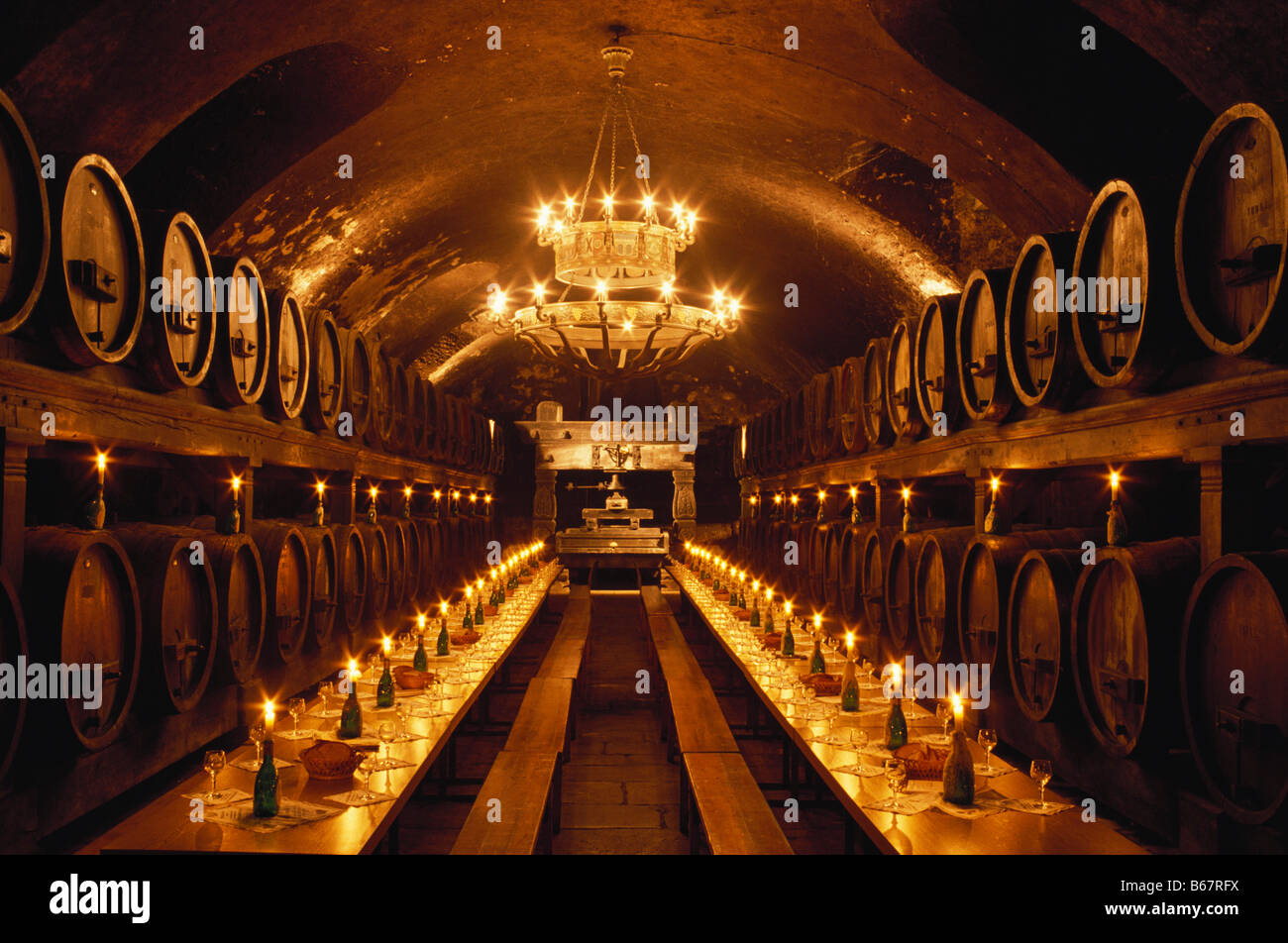 Wine cellar of the Residenz, Hotel cellar, Wurzburg, Franconia, Germany ...