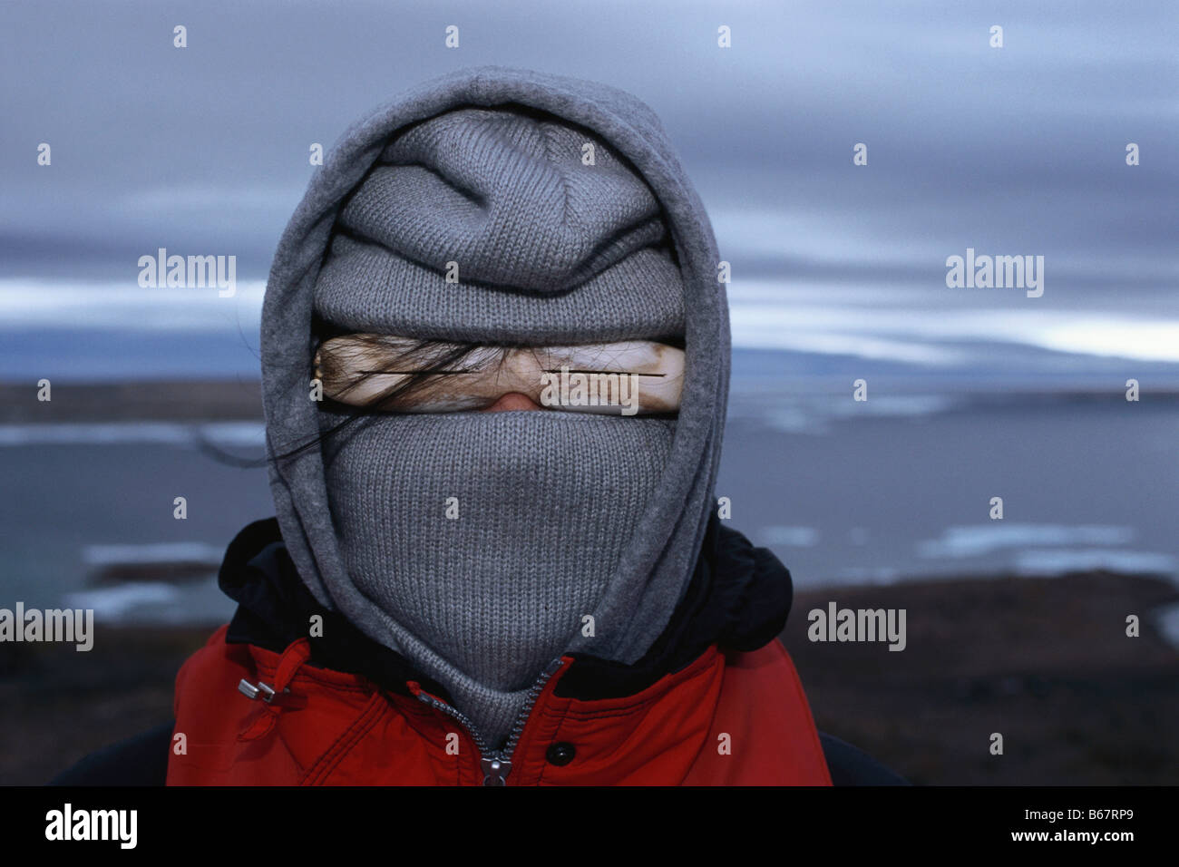 Person wearing Inuit sunglasses, Baffin Island, Nunavut, Canada Stock ...