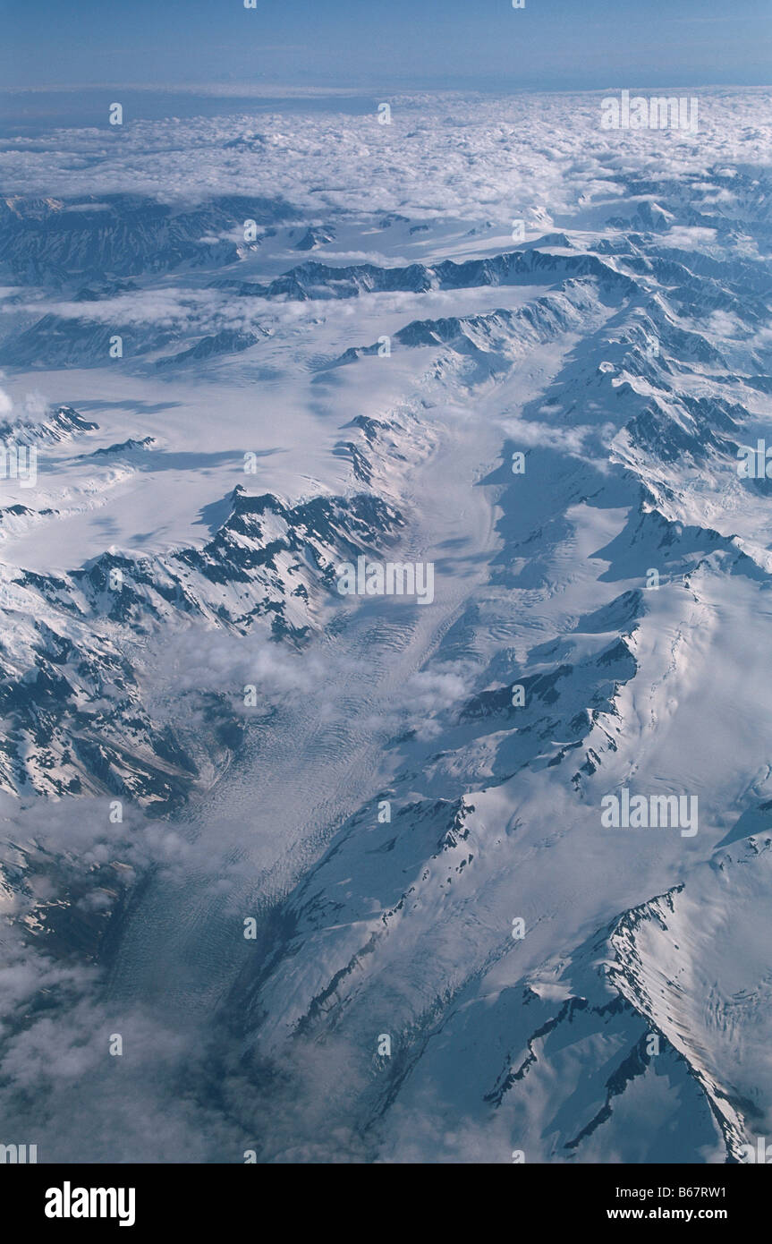 Aerial view of the mountains east of Anchorage, Snow, Alaska, USA Stock ...