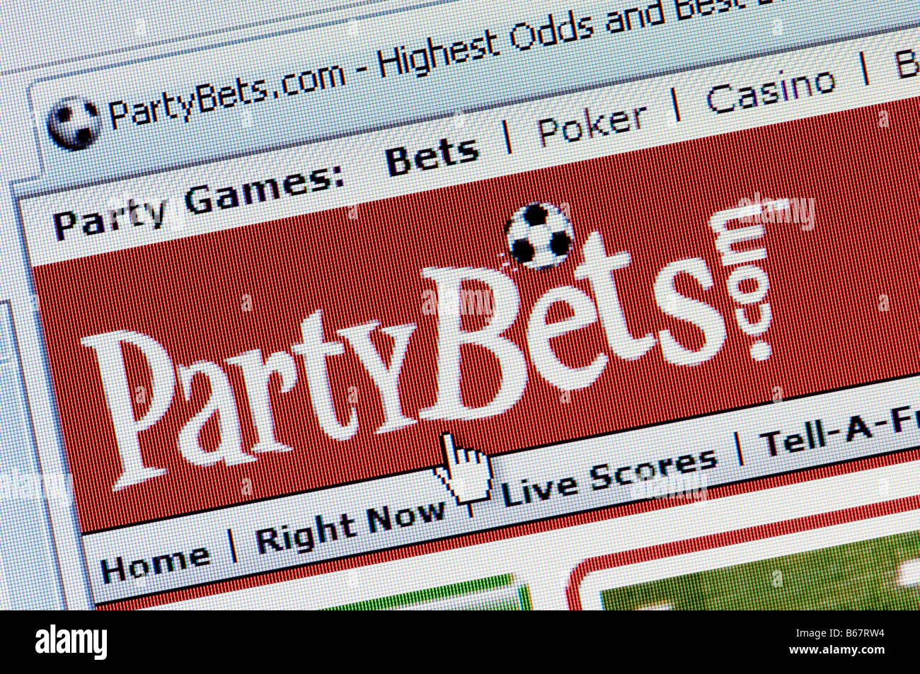 Macro screenshot of PartyBets gambling website Editorial use only Stock ...
