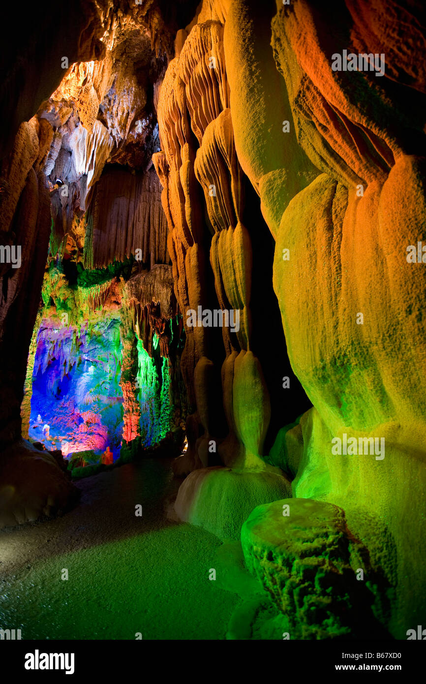 Rock formations in a cave, Lotus cave, XingPing, Yangshuo, Guangxi ...