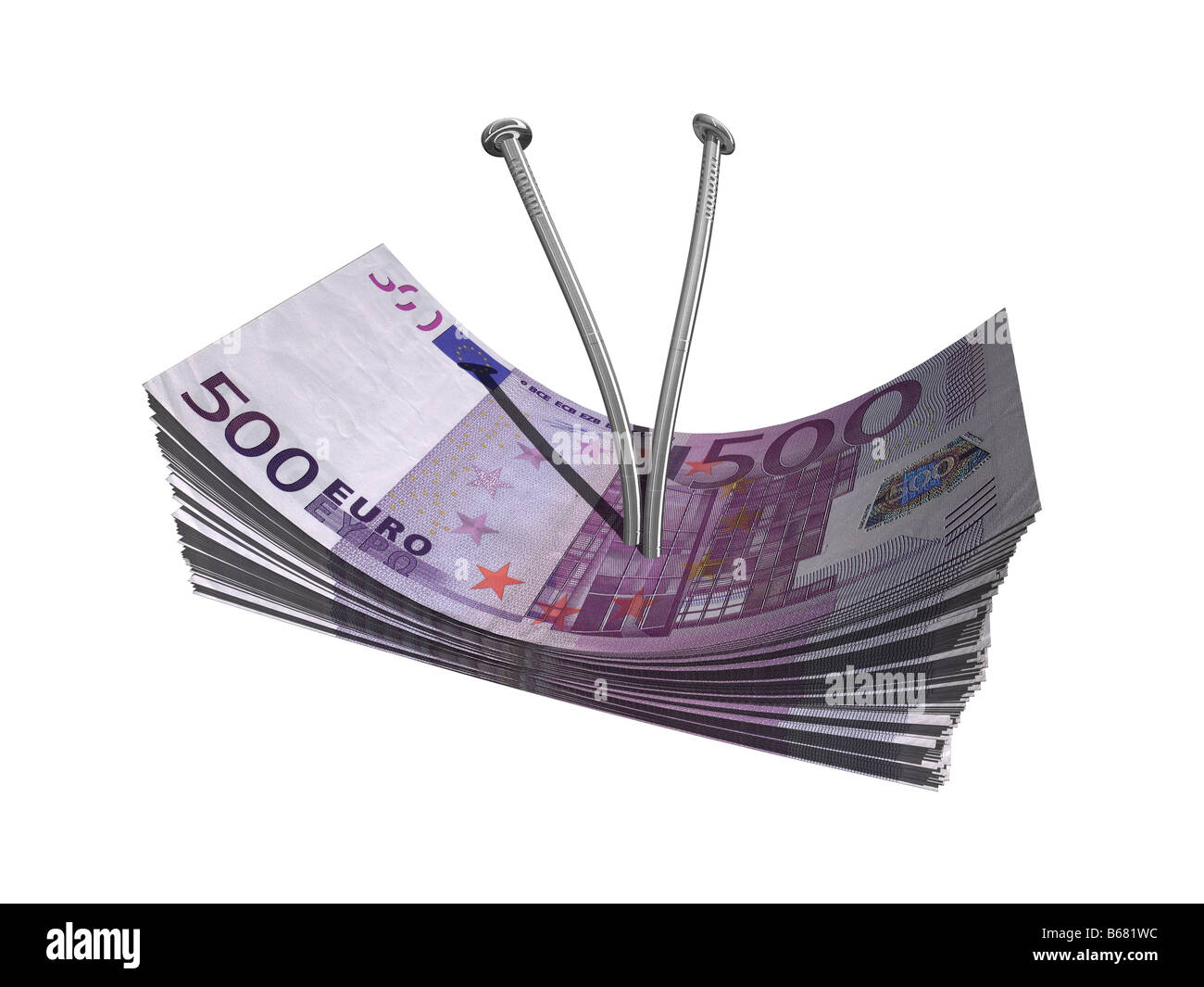 a bundle of euro notes isolated over white background Stock Photo - Alamy