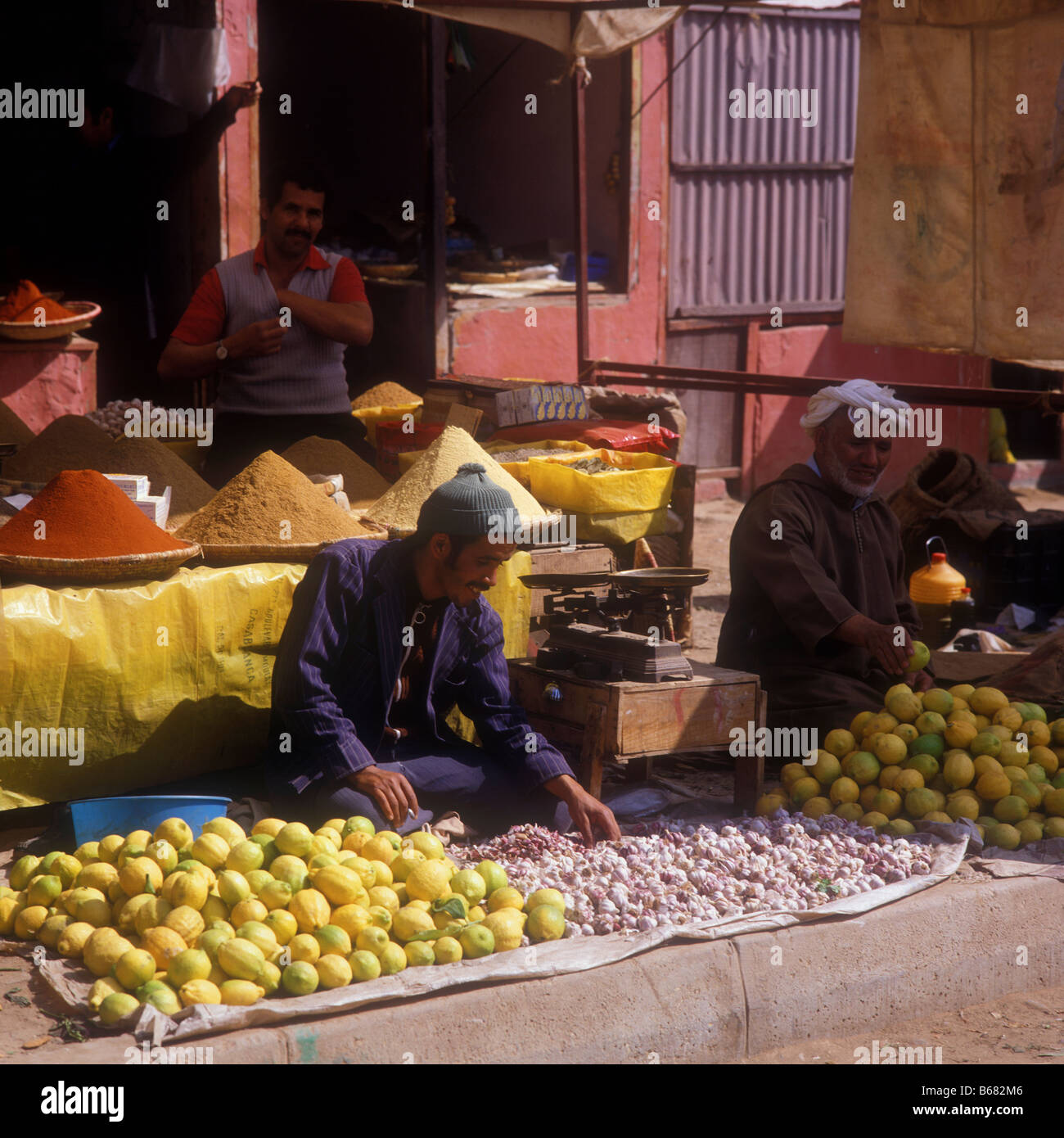 Spice market in weekly souk in the Moroccan city of Agadir Stock Photo ...