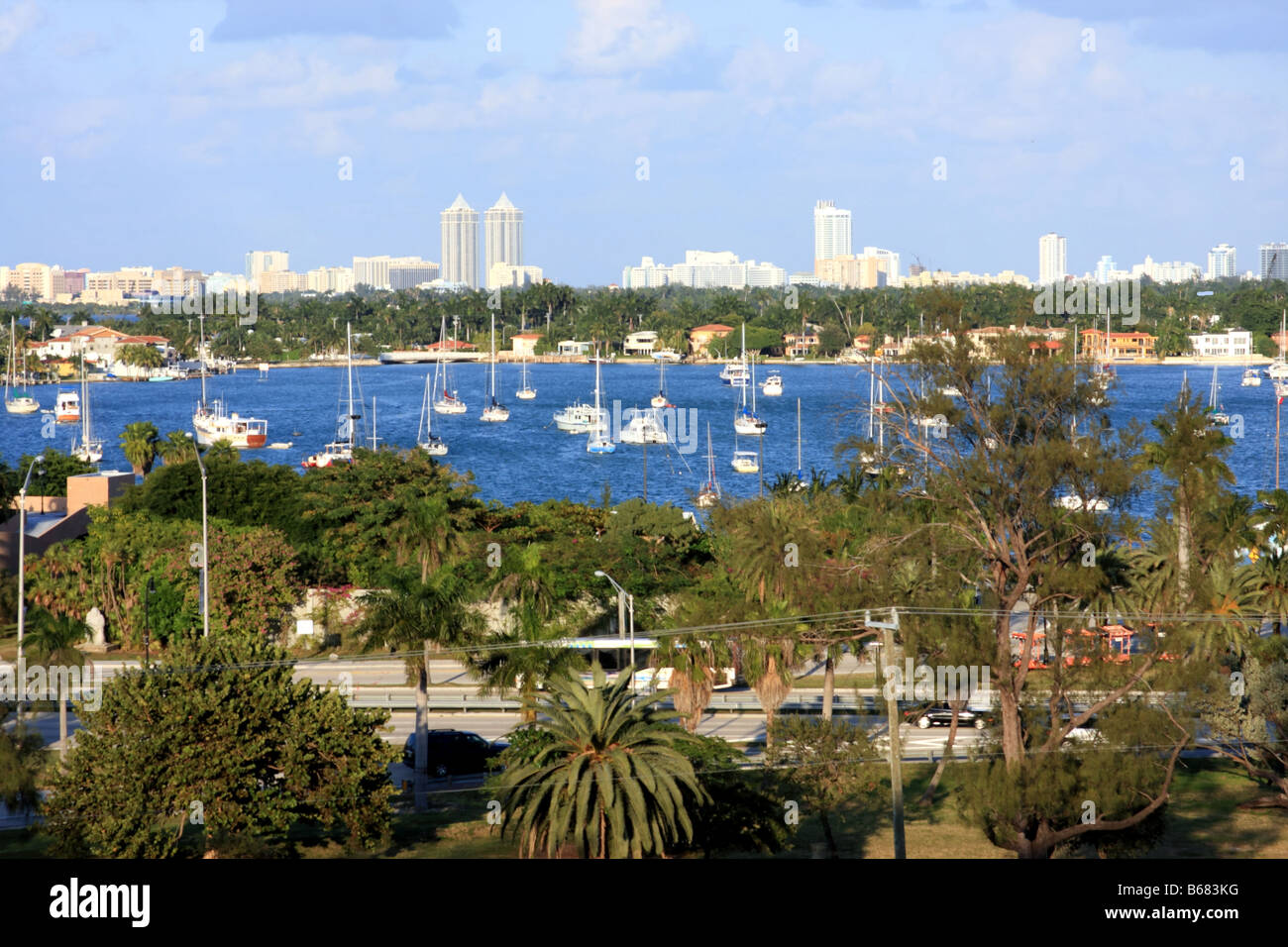 Sailboats in the bay in Miami Stock Photo - Alamy