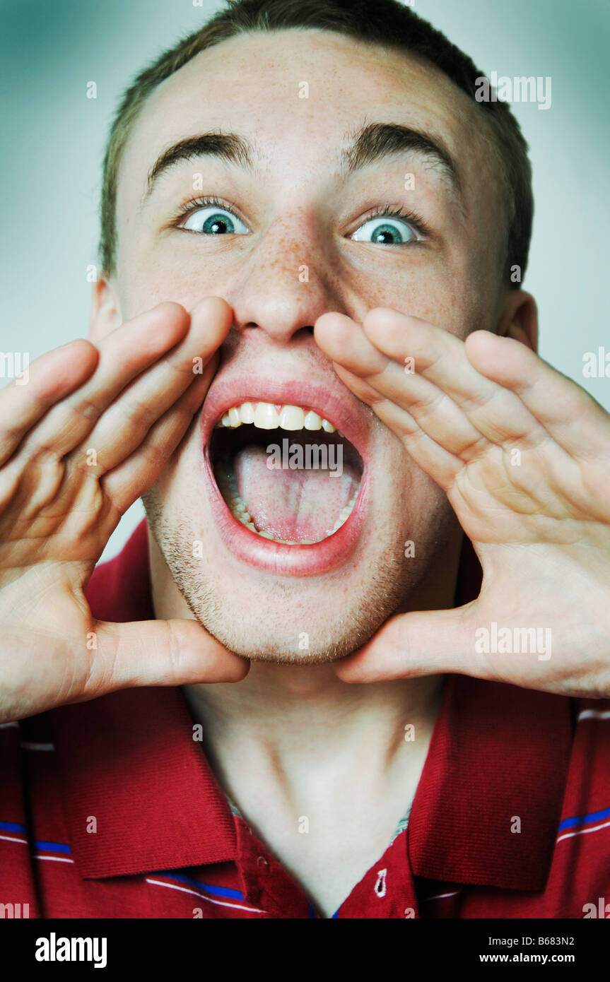 Portrait of Man Yelling Stock Photo - Alamy Portrait of Man Yelling Stock Photo - Alamy