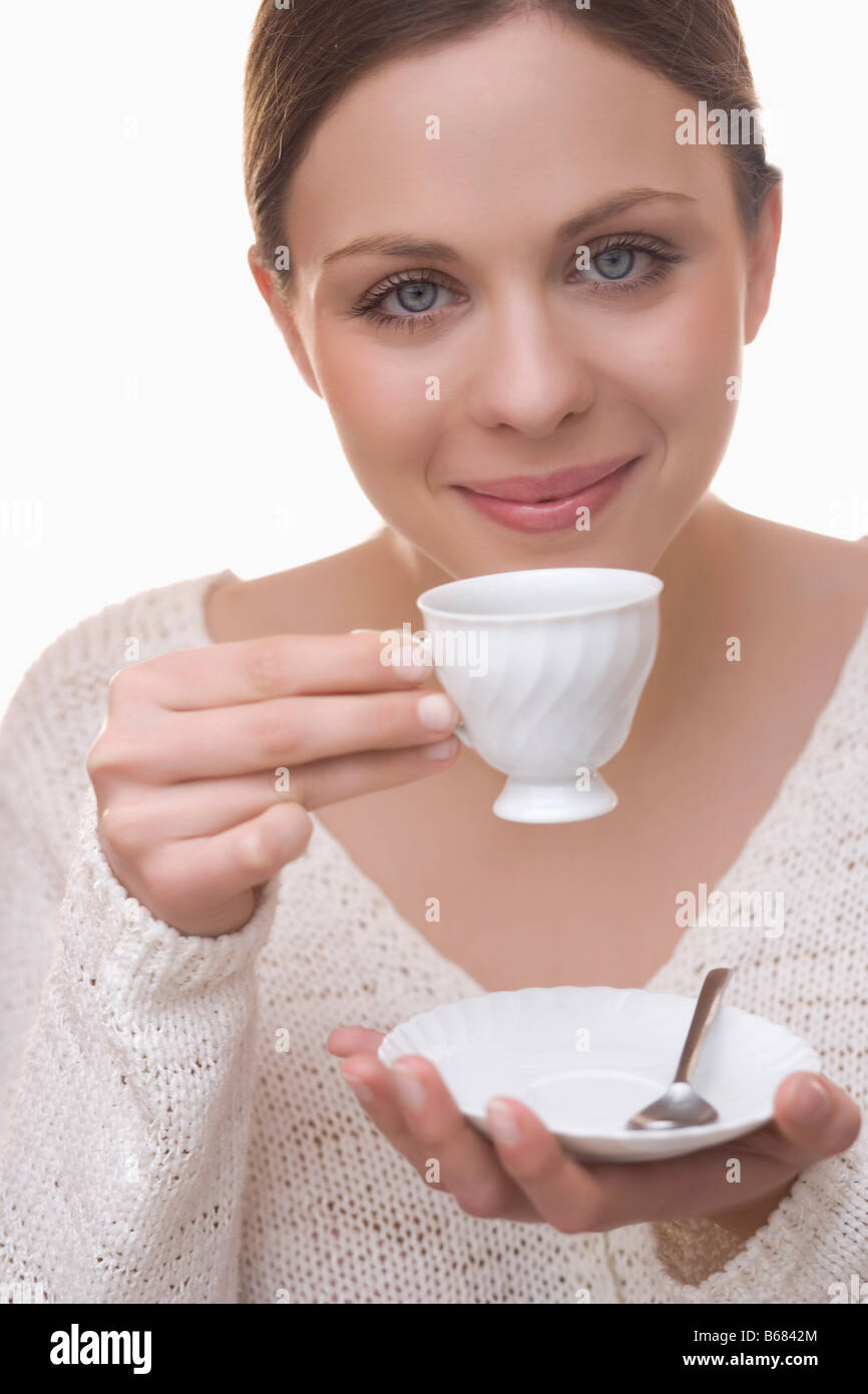 Woman Drinking Tea Stock Photo - Alamy
