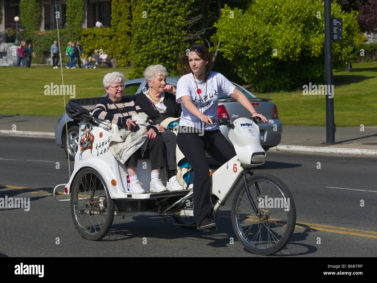 People on rickshaw bike ride Victoria "Vancouver Island" "British ...