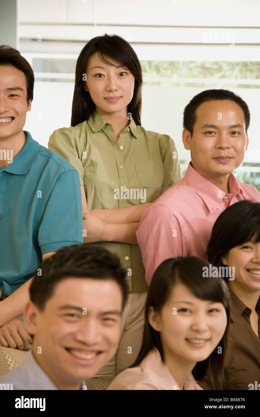 Portrait of a group of office workers smiling together Stock Photo - Alamy