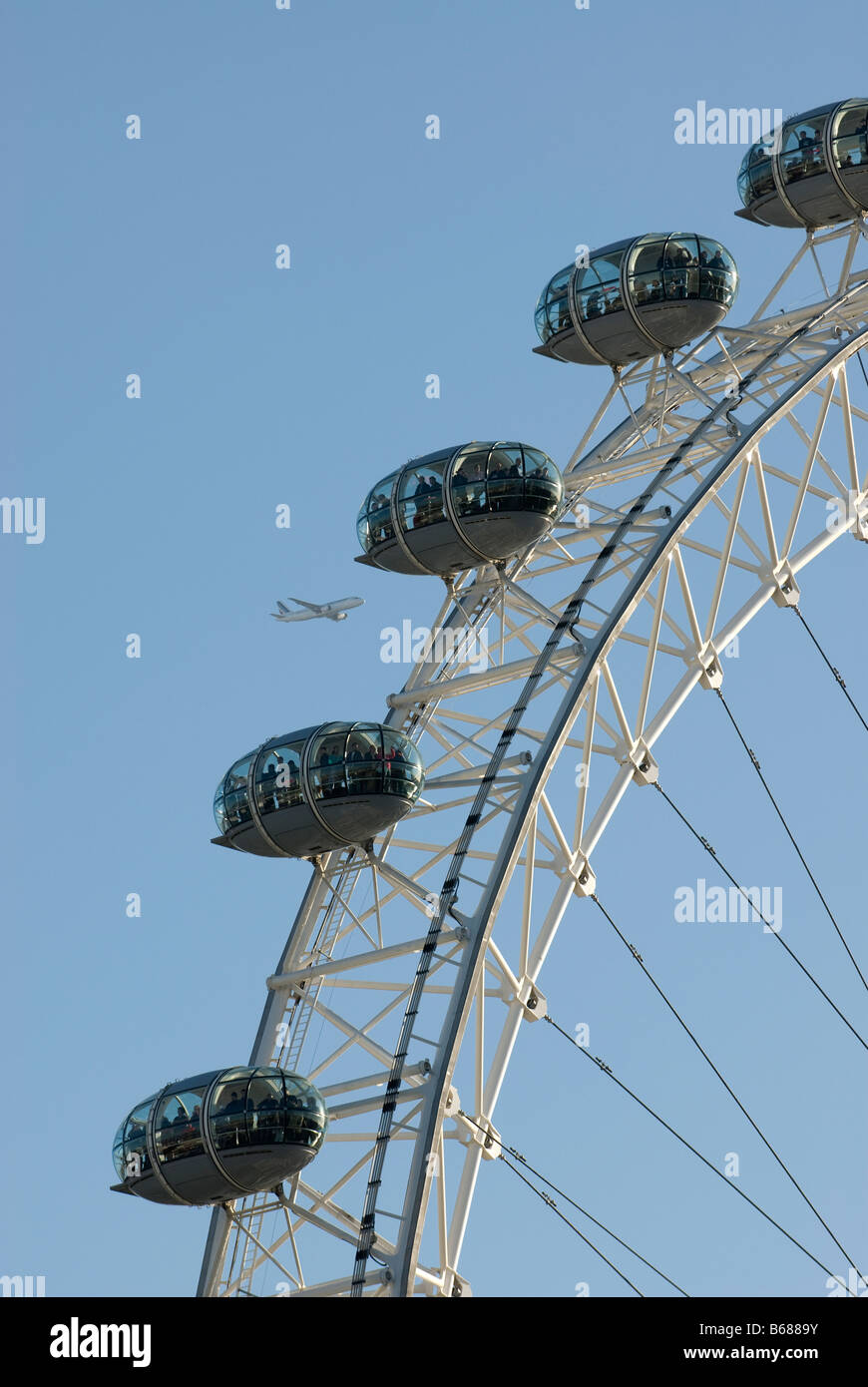 Millenium wheel with airplane in background Stock Photo - Alamy