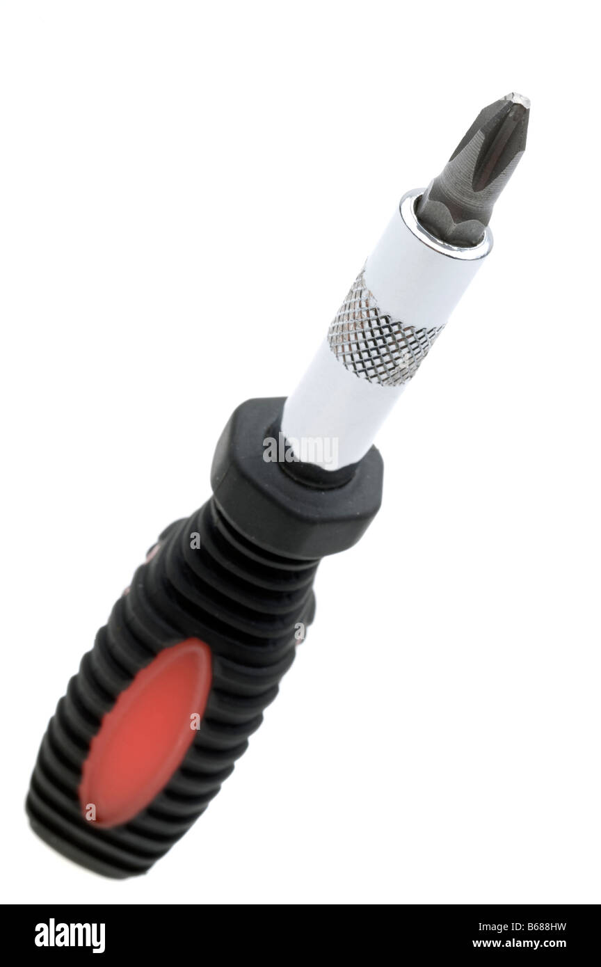 Small Black Rubber handled "removable bit" screwdriver Stock Photo - Alamy