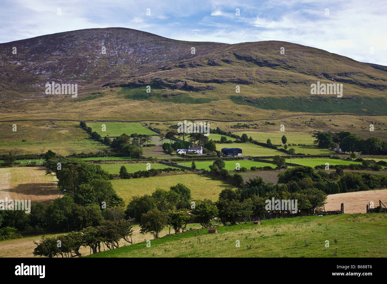 Typical rural scene and isolated farm in the Mourne Mountains near ...