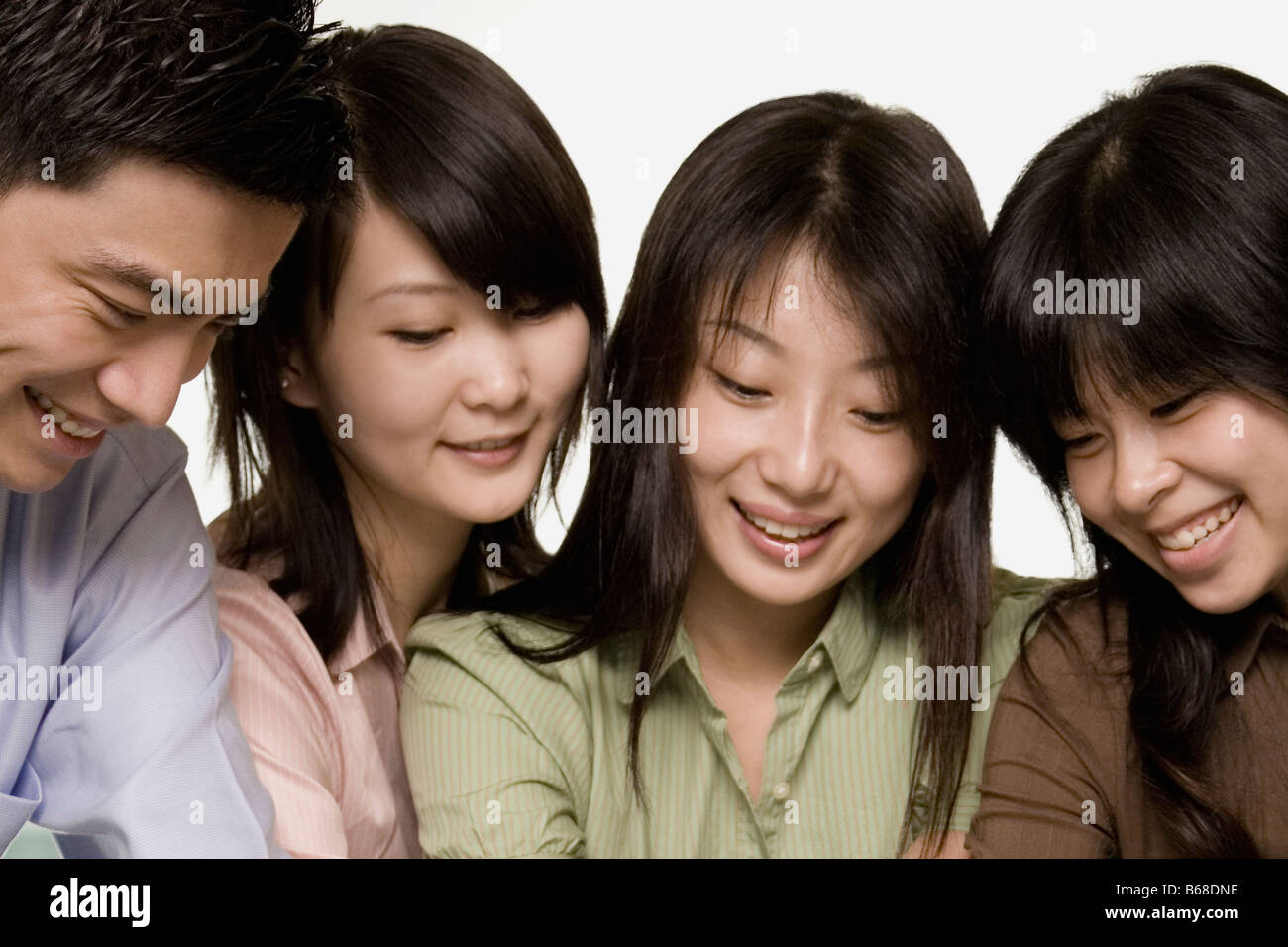 Office workers smiling Stock Photo - Alamy