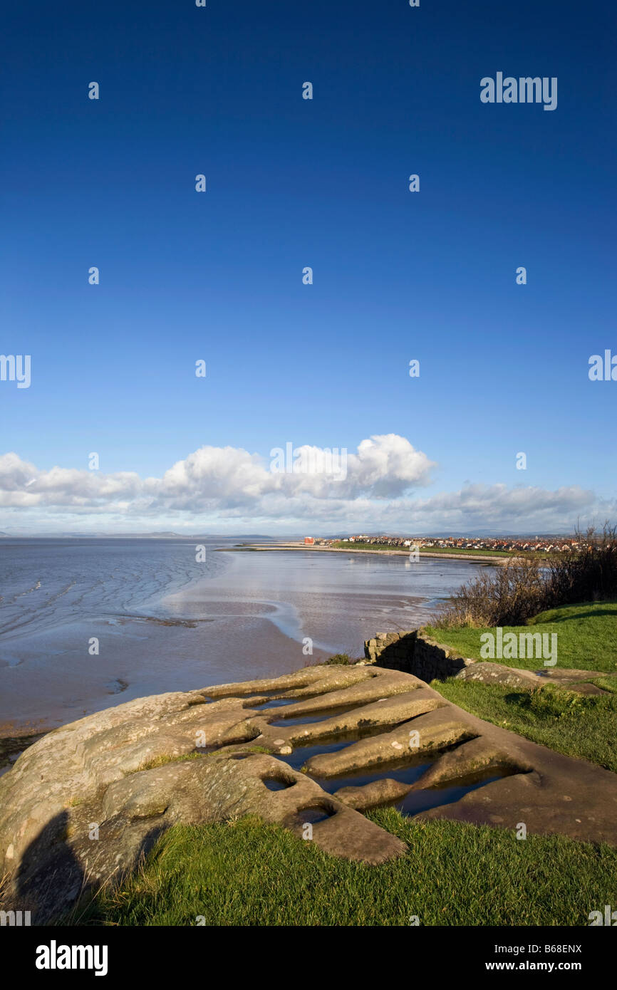 Water filled Rock hewn graves at St Patricks Chapel above Morecambe Bay ...