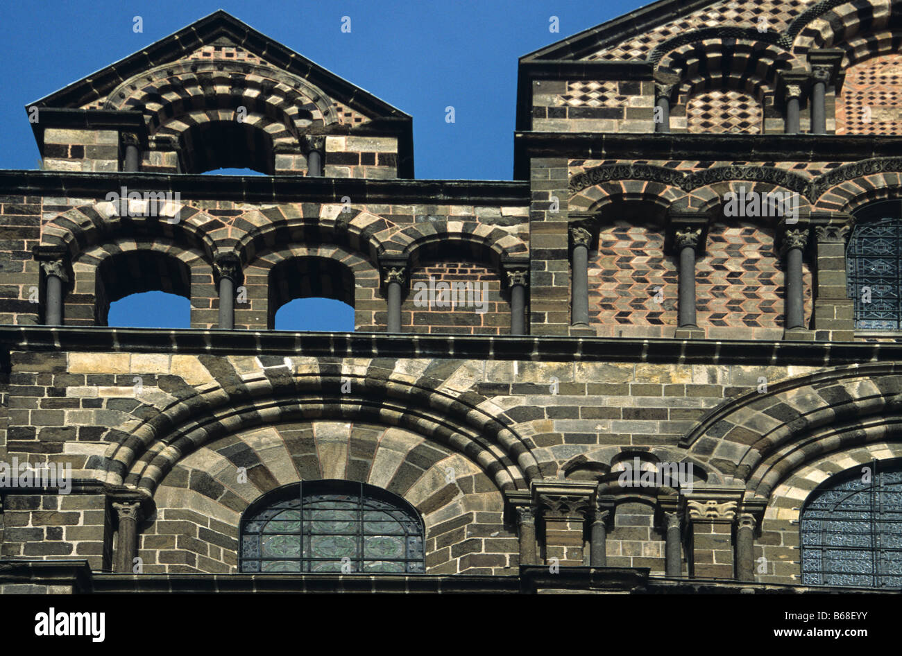 Polychrome stone detail & patterns, west facade of the Romanesque ...
