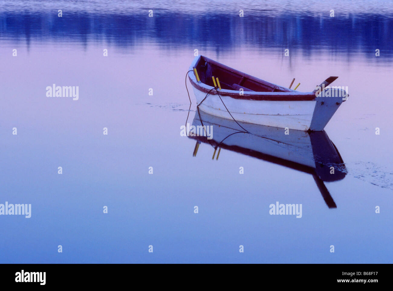 Dory on a mooring in a small pond on Cape Cod Falmouth Massachusetts ...