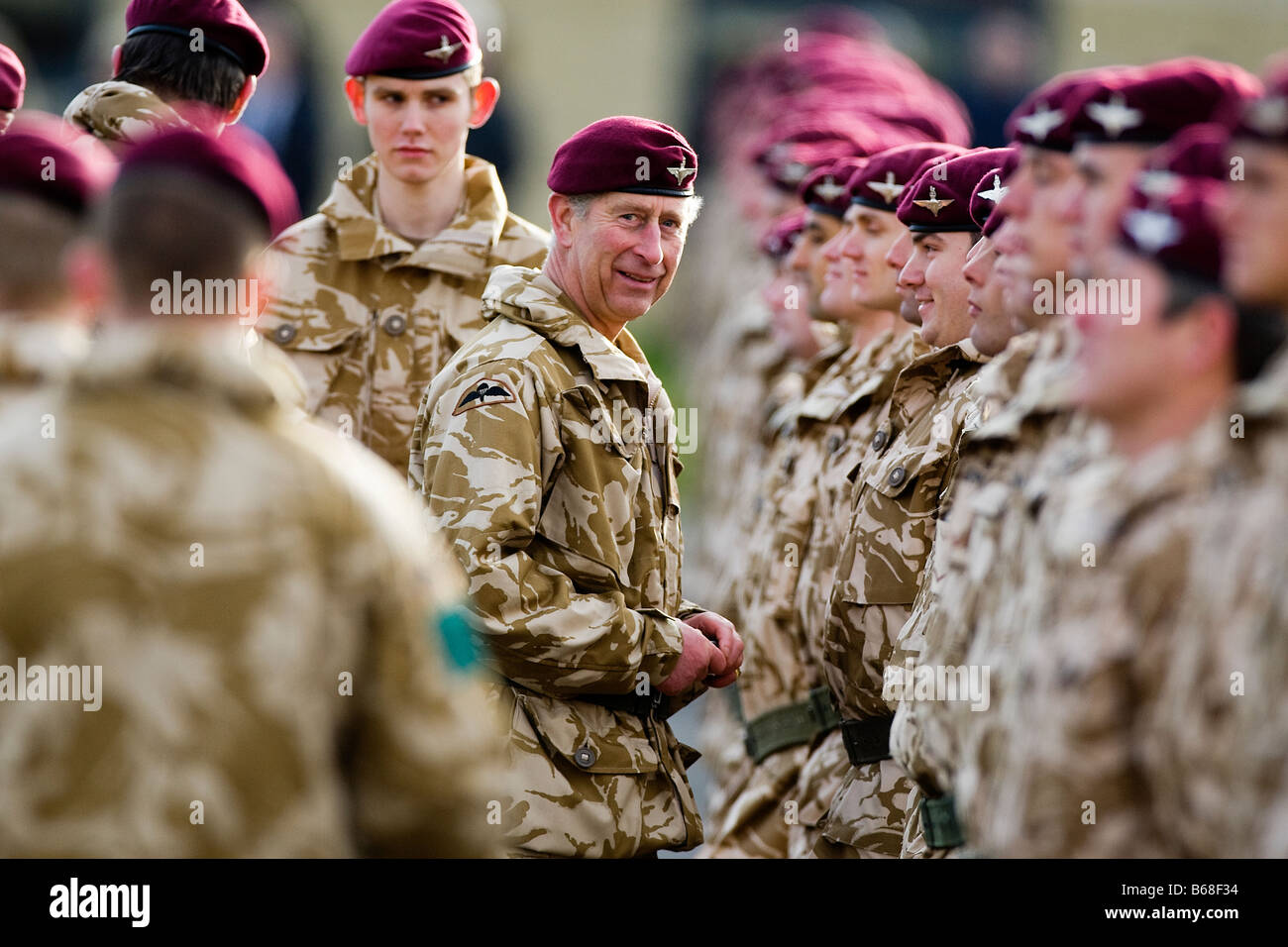 Prince Charles, Colonel in Chief, the Parachute Regiment on a visit to ...