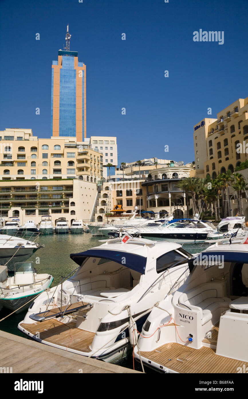 Portomaso Marina, Hilton Hotel and Portomaso Tower, Portomaso, Saint ...