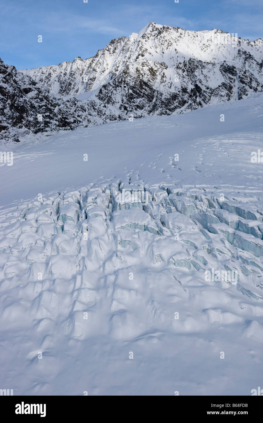 USA Alaska Chugach State Park Aerial view of Matanuska Glacier and ...