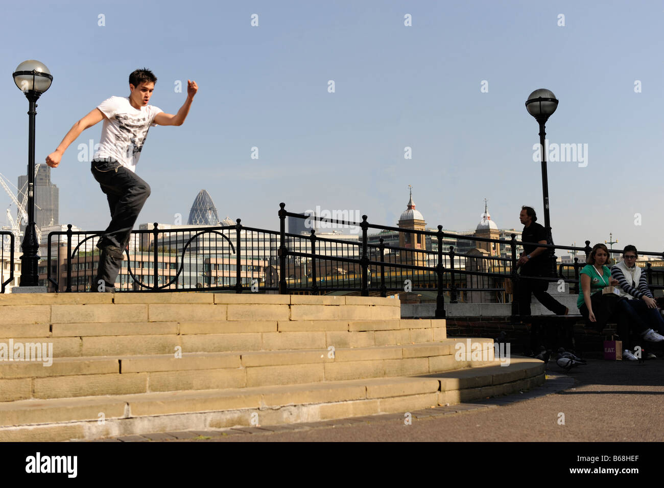 Running over stairs Stock Photo - Alamy