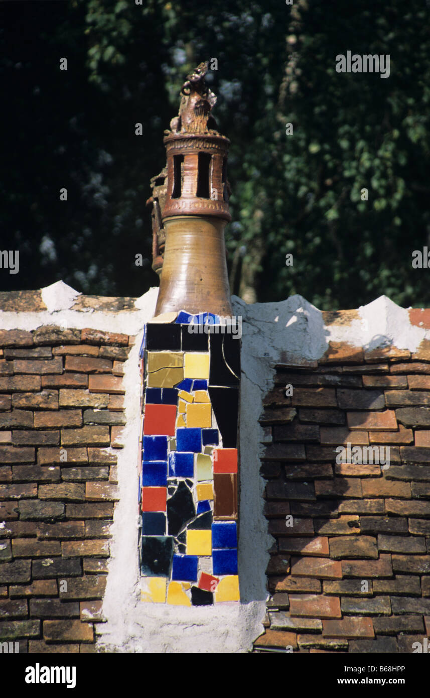Ceramic decorated chimney pot and stack at the Jean Linard house-studio ...
