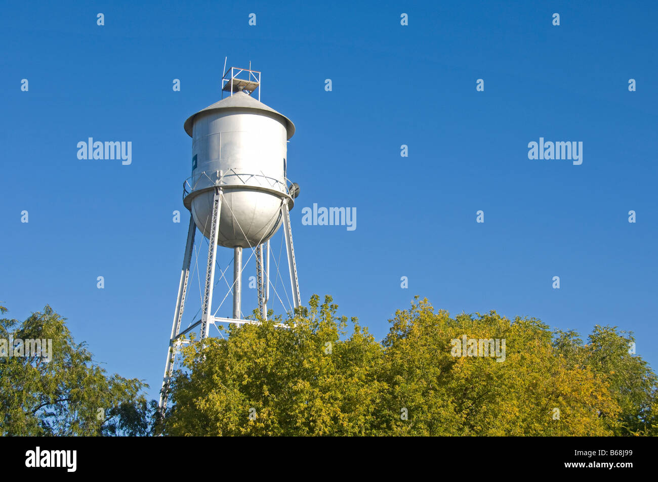 Old fashioned water tower above trees Stock Photo - Alamy