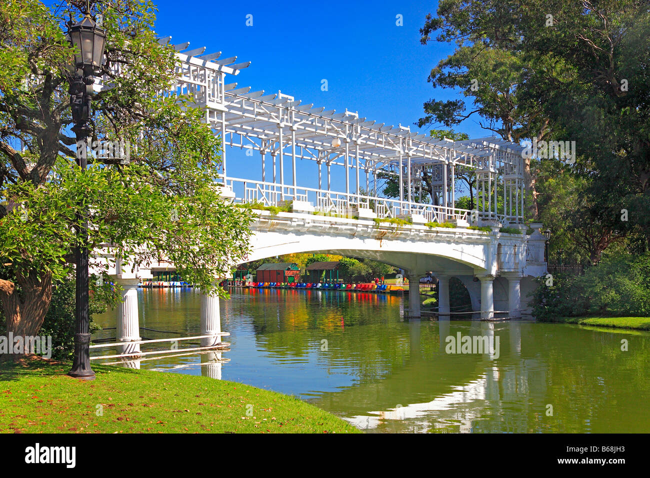 “Rosedal” of Palermo: Old style bridge at Palermo lakes, with color ...