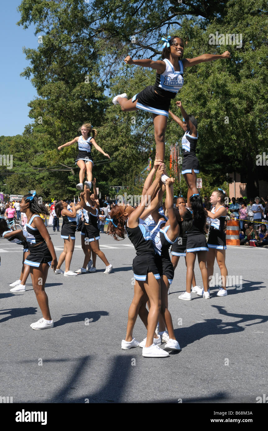 cheerleaders perform during a Labor Day event in Greenbelt, Maryland ...