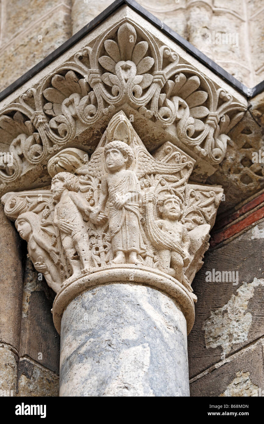 Stone Bas relief on portal of the church of St. Sernin (12 century ...