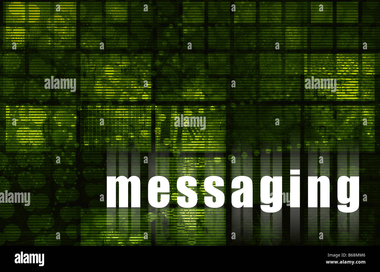 Messaging on a Green Abstract Tech Background Stock Photo - Alamy