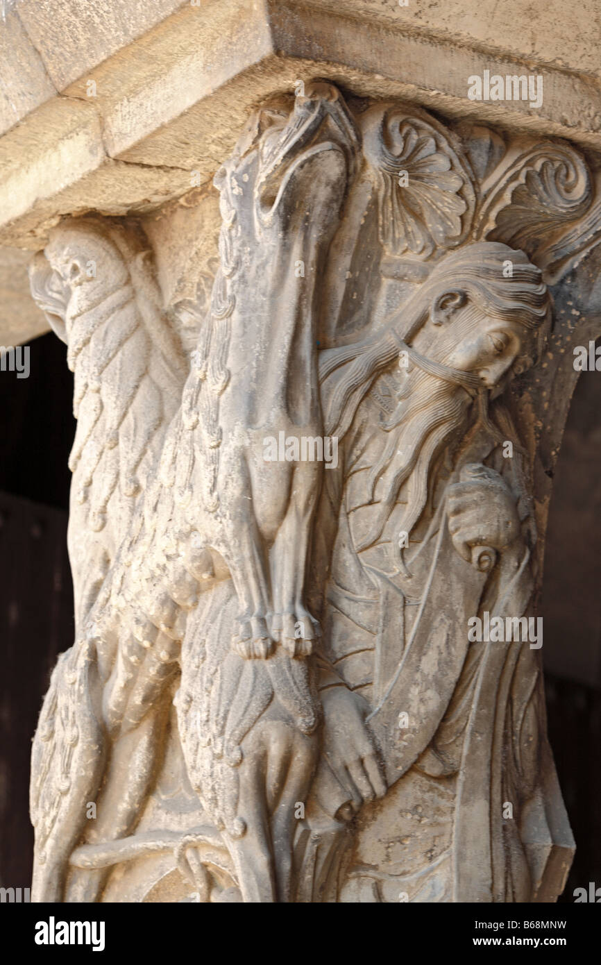 Romanesque sculpture, art, Portal of cathedral in Saint Pierre abbey ...
