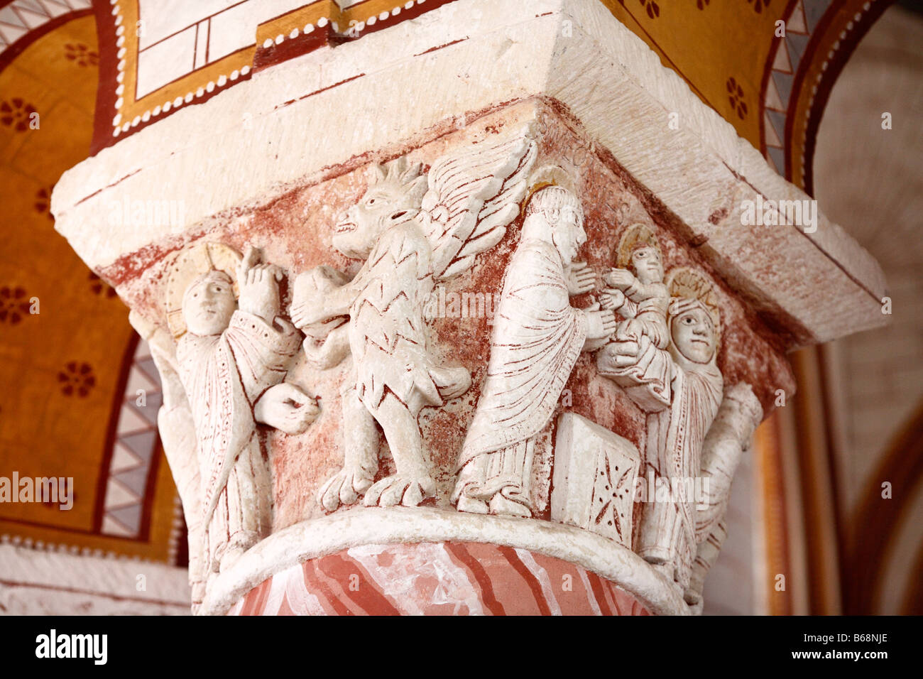 Romanesque sculpture on Column capitals, church of Saint Pierre (11-12 ...