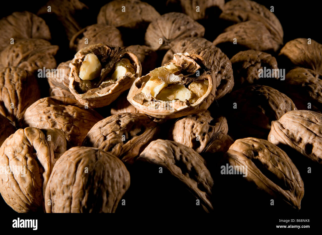 Walnuts with one open Stock Photo - Alamy