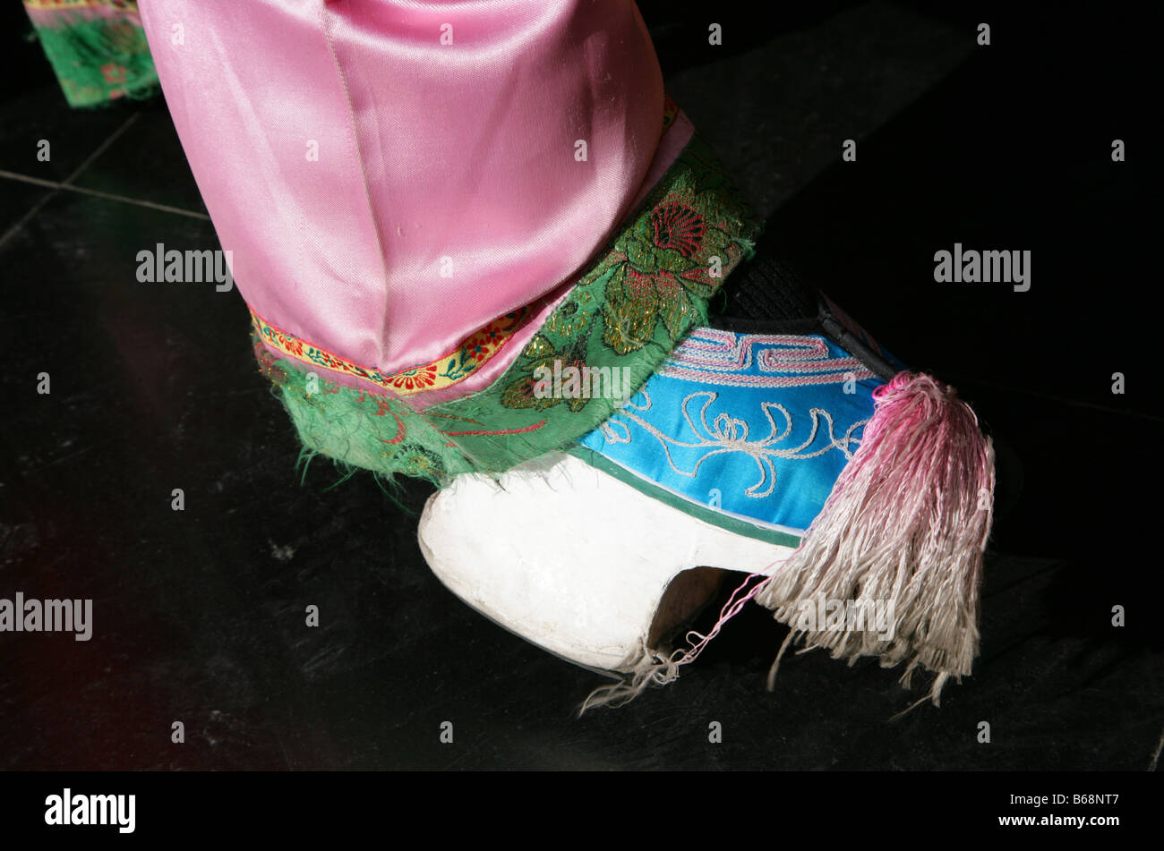 traditional seven inch long Chinese shoe worn by women with bound feet ...