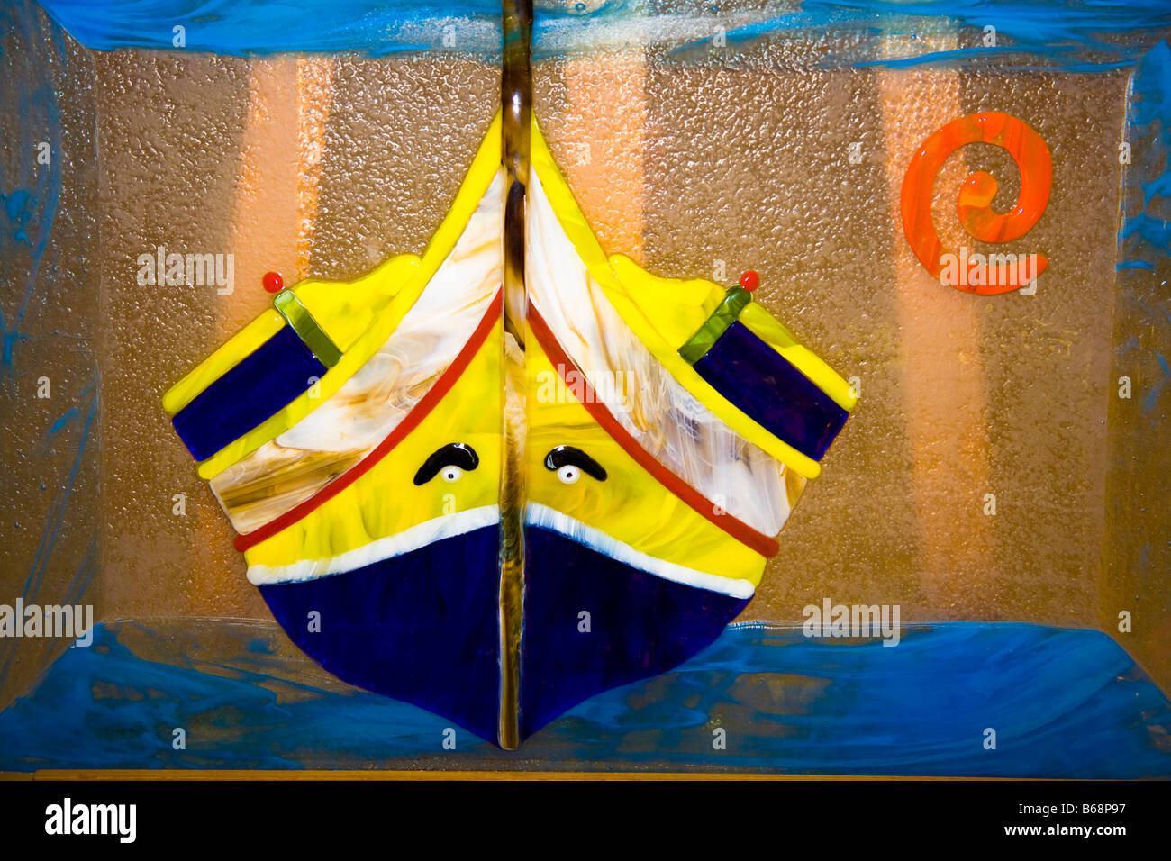 Stained glass panel of a Luzzu fishing boat for sale, Valletta Glass ...