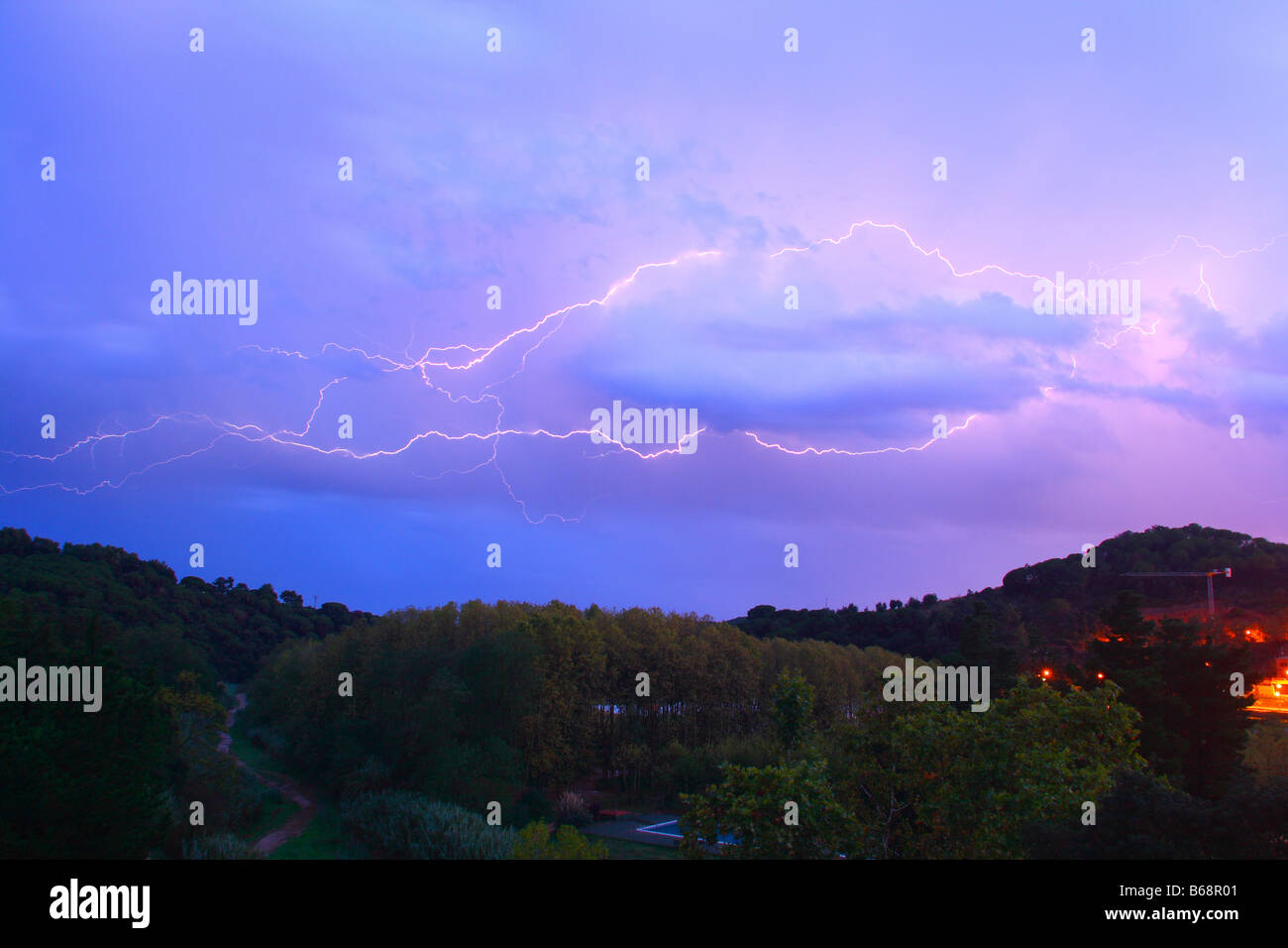 Storm. Lightning over country Stock Photo - Alamy