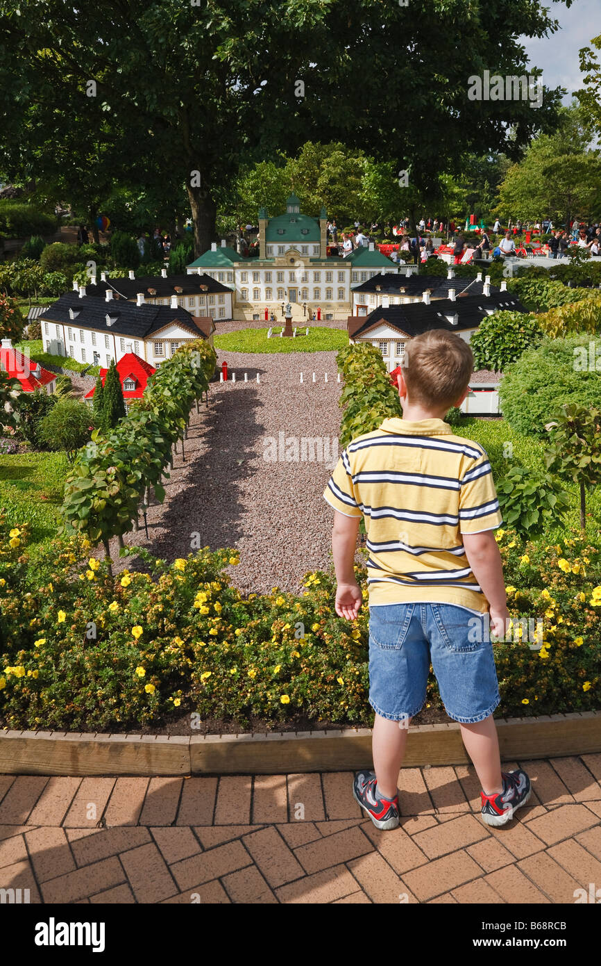 Legoland, Denmark: child looking at a Lego model of the Fredensborg ...