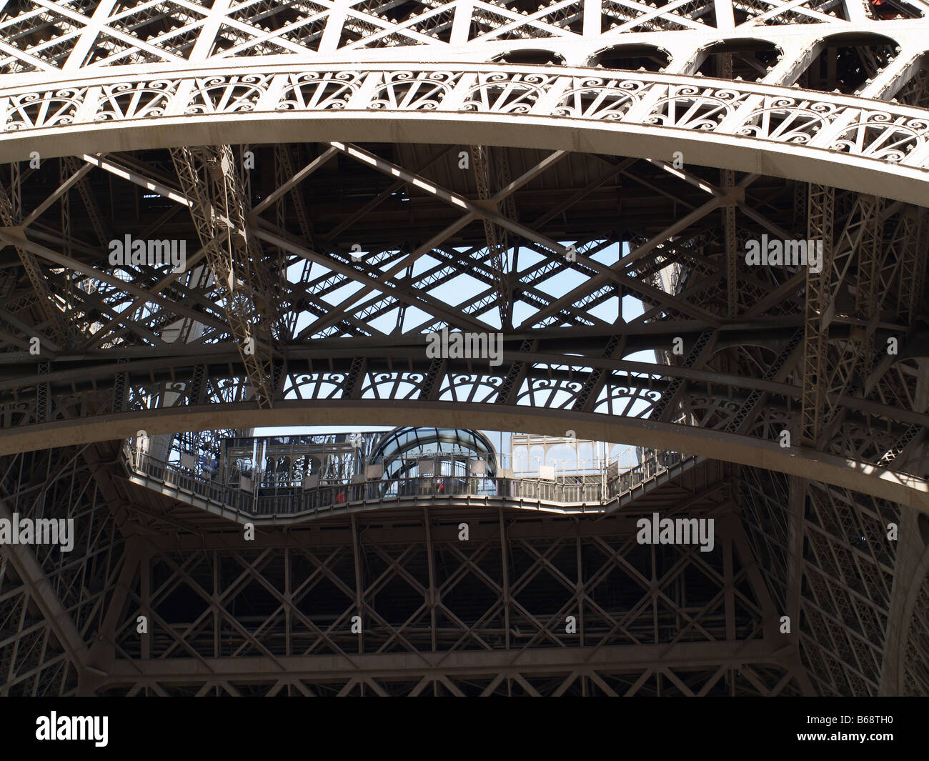 Underneath the lower section of the Eiffel Tower, Paris ,France Stock ...