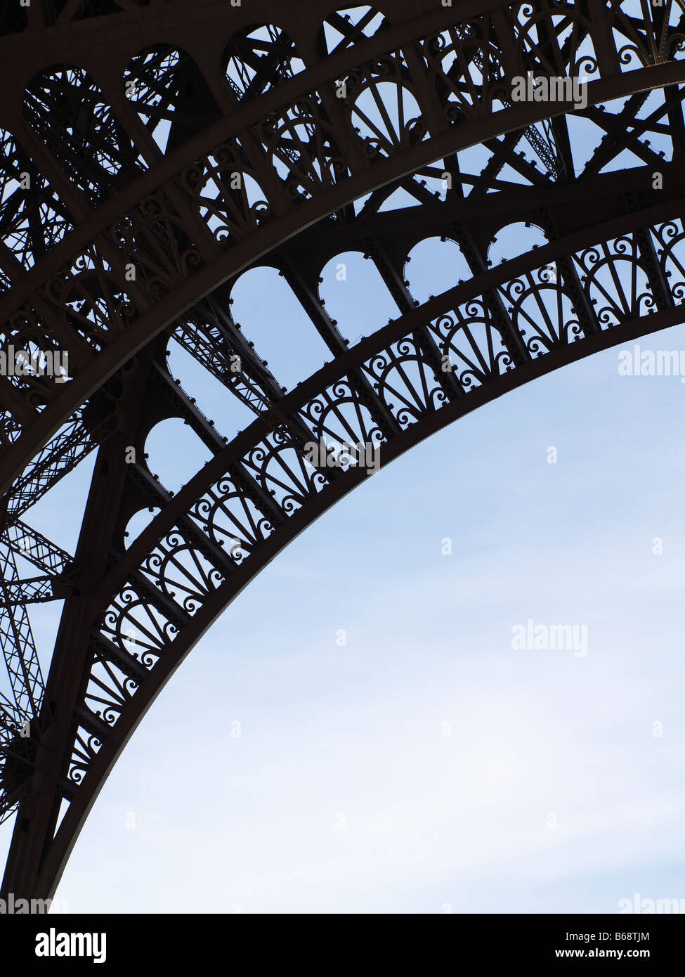 Section of arch in lower section of the Eiffel Tower Paris France Stock ...
