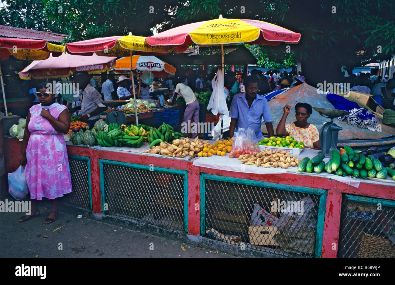 Fruit and vegetables in the Victoria street market in Mahe in the ...